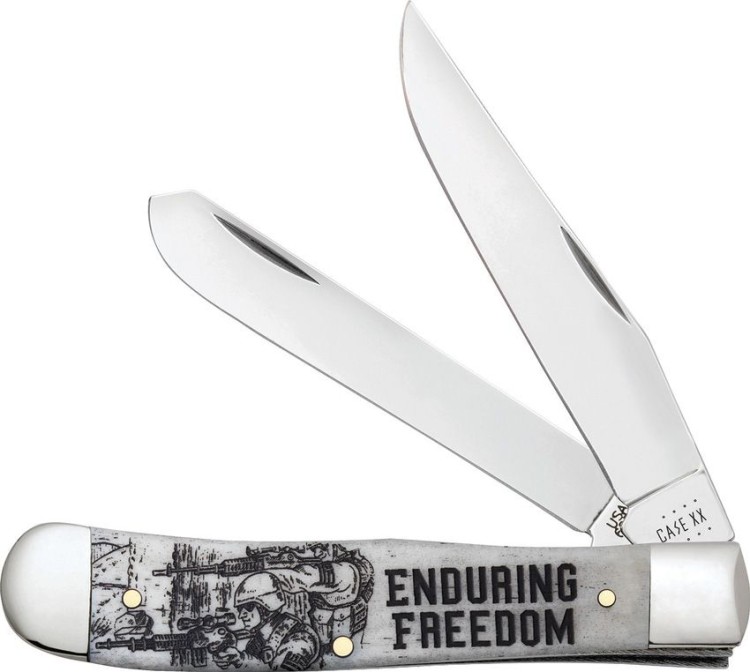 Case Cutlery Enduring Freedom Trapper Bone folding knife | Salvos